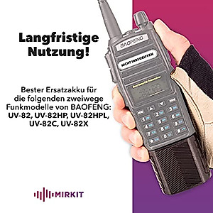 MIRKIT 3800 mAh UV82 Battery BL-8 7.4V Li-ion Compatible with Baofeng UV-82 MK3/5 UV 82HP UV 82 UV 82C Gmrs V1 MURS V1 Baofeng Accessories Baofeng Extended Battery Radio