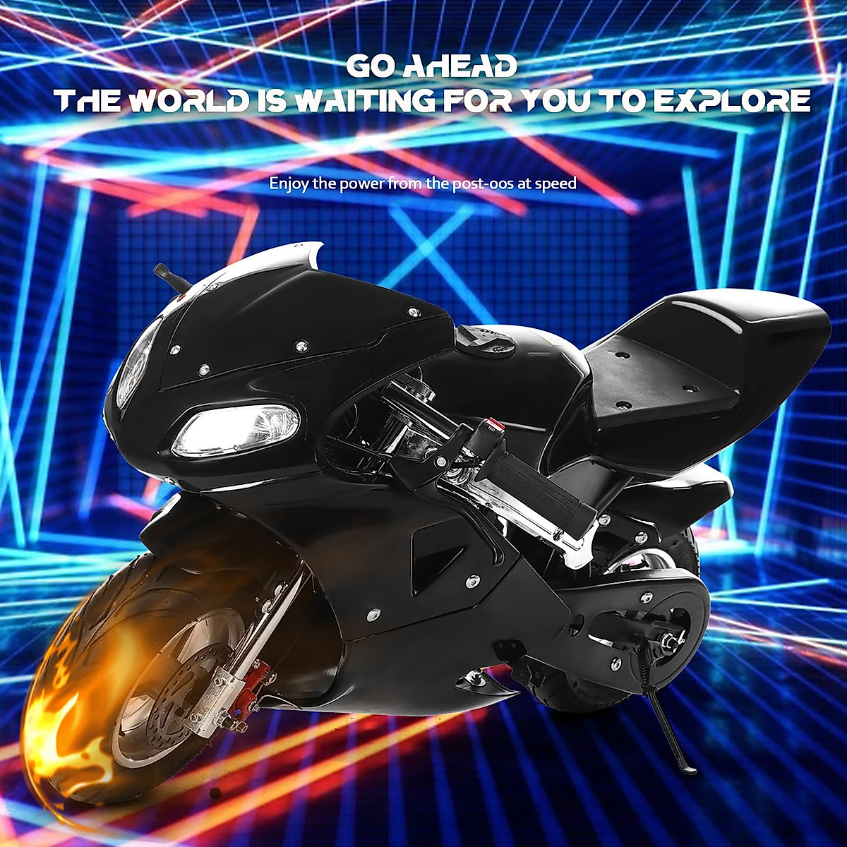 Mini Gas Motorbike-2-Stroke 49cc Gas Tank Mini MotorcycleHigh Brightness Dual Headlights Rubber Handlebar 1.25L Gas Tank Mini Motorcycle Strong Power 170 lbs Mini Bike Motorcycle (black)[Fast Arrival]