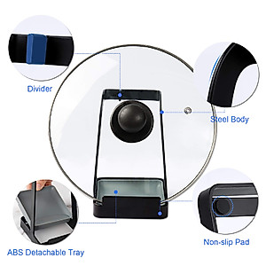 NiHome Versatile Pot Lid Ladle Holder Multipurpose Spatula Pad Book Cutting Board Spoon Rest Kitchen Utensils Drip Tray Washable Durable Stable Tack-Free Installation (Black)