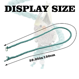 Dnoifne 59 Inches Bird Spiral Rope Perch, Bird Rope Swing Perch, Bird Cage Stand Pole Accessories, Bird Standing Climbing Toy for Parrot Parakeet Budgies Lovebirds Cockatiels (59"/1.5 M)
