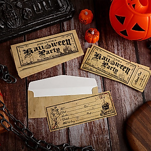 Woanger 50 Pcs Halloween Party Invitations with Envelopes 25 Scary Halloween Invitations and 25 Invitations Vintage Fill in Blank Invites for Halloween Theme Party Birthday Baby Shower