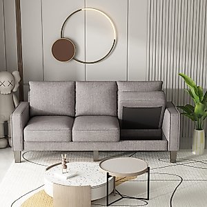Tiokop Large, Three-seat Classic Chesterfield Settee Sofa Modern 3 Seater Couch Furniture Tufted Back for Living Room (Light Grey)
