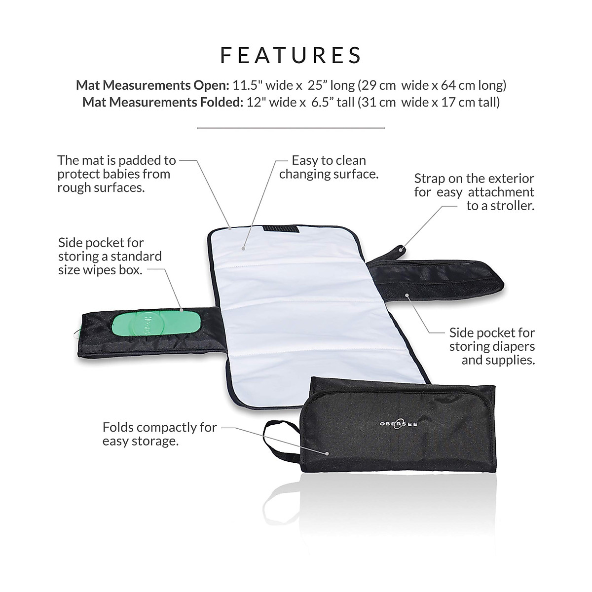 Obersee Oslo Diaper Bag Backpack with Detachable Cooler, Silver Grey