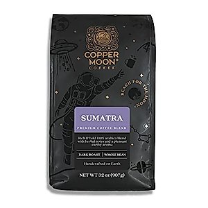 Copper Moon Whole Bean Coffee, Dark Roast, Sumatra Blend, 2 Lb