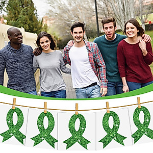 20 Sheets 240 Pcs Green Ribbon Temporary Tattoos Mental Health Awareness Tattoo Sticker for Adult Teens School Fundraiser Charity Public Social Event Welfare Supplies