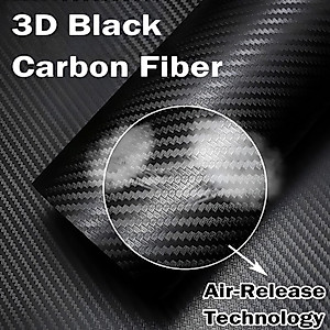 Lypumso 3D Black Carbon Fiber Vinyl Wrap with Tool Kits, Air Release Technology Car Wrap Vinyl Roll, Self Adhesive Wrap Stickers Waterproof Film Auto Exterior Interior Decoration 1ft x 13ft