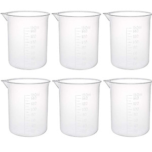 YXQ 150ml Plastic Beakers- 6Pack Graduated Measuring Cup Labs Liquid Transparent Container