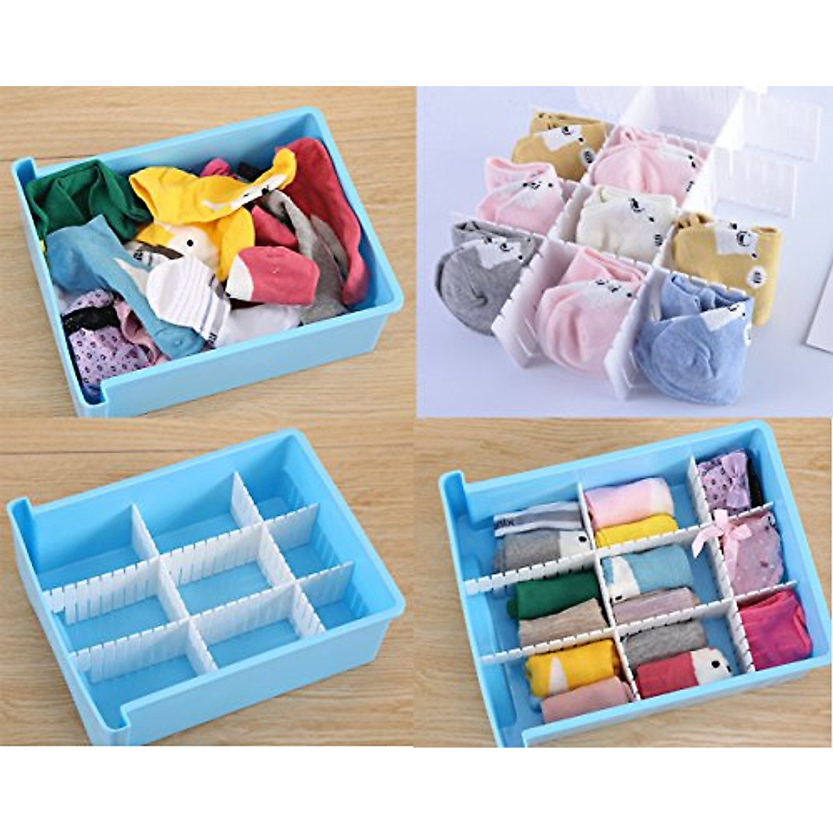 ESTAY DIY Plastic Drawer Dividers 8 Pcs Dresser Kitchen Office Drawer Organizer Accessories Underwear Tools Utensil Plastic Storage (White)