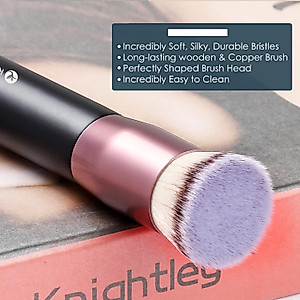 KINGMAS Flat Top Foundation Brush, Premium Kabuki Makeup Brush for Liquid, Blending, Cream, Powder,Blush Buffing Stippling Face Makeup Tools (Black, A (Flat Top))