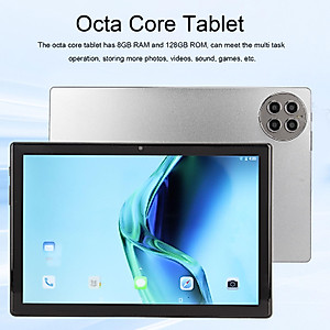 Gugxiom 10.1 Inch Android 11 Tablet, 8GB RAM 128GB ROM,HD Screen, 5G WiFi Dual Band, Kids Content, Smart Switch, 8800mAh (Grey)