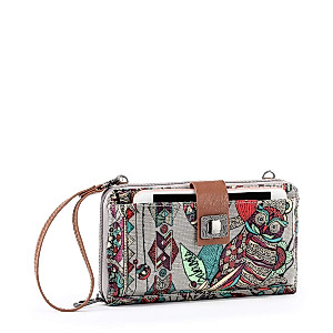 Sakroots Women's Large Smartphone Crossbody, Charcoal Spirit Desert