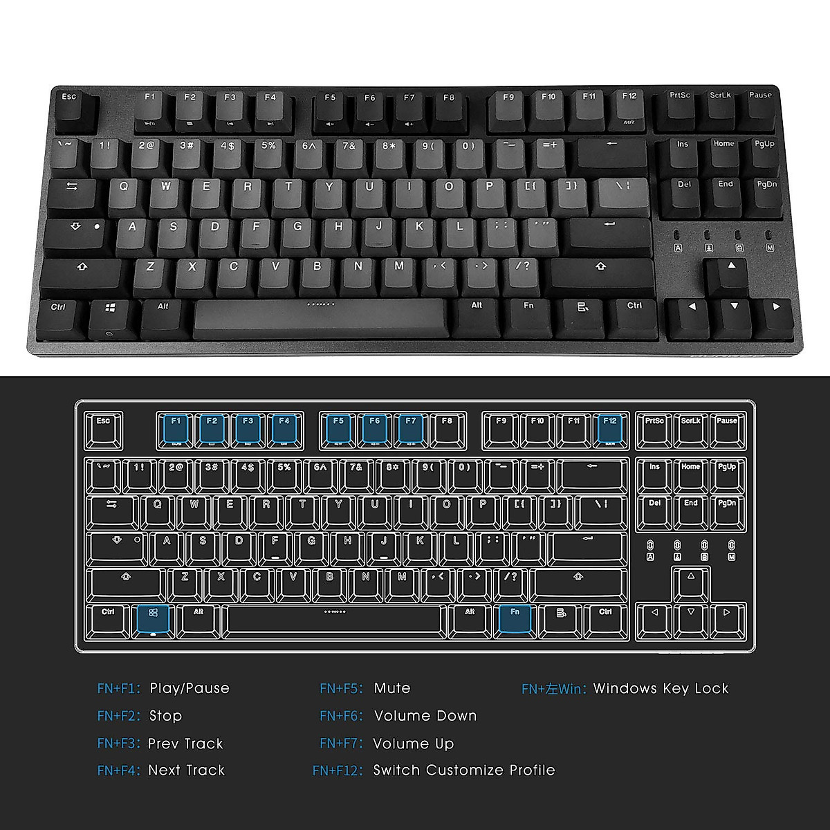 Durgod Taurus K320 TKL Mechanical Gaming Keyboard - 87 Keys - Double Shot PBT - NKRO - USB Type C (Cherry Brown, Space Grey)
