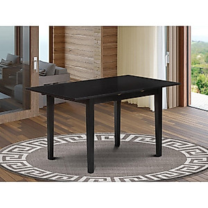 East West Furniture Norfolk Kitchen Rectangle Dining Table Top with Butterfly Leaf, 32x54 Inch, Nft-blk-t