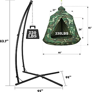 AthLike X-Shaped Hammock Chair Stand w/Swing Chair, Hanging Tree Tent Canopy w/Steel Frame, Indoor Outdoor Egg Basket Patio Seat w/Adjustable Solid Stand, Bedroom Porch Balcony Garden 330lb Camouflage
