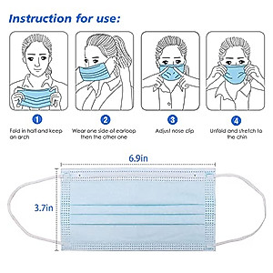 CYCN Blue Disposable Face Masks 60 Pack, 3 Ply Non-woven Disposable Masks with Elastic Earloop, Face Mask Disposable for adults for Daily Use, School, Home