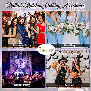 JASGOOD Women Rhinestone Waist Belt Beaded Crystal Stretchy Elastic Belt for Dress