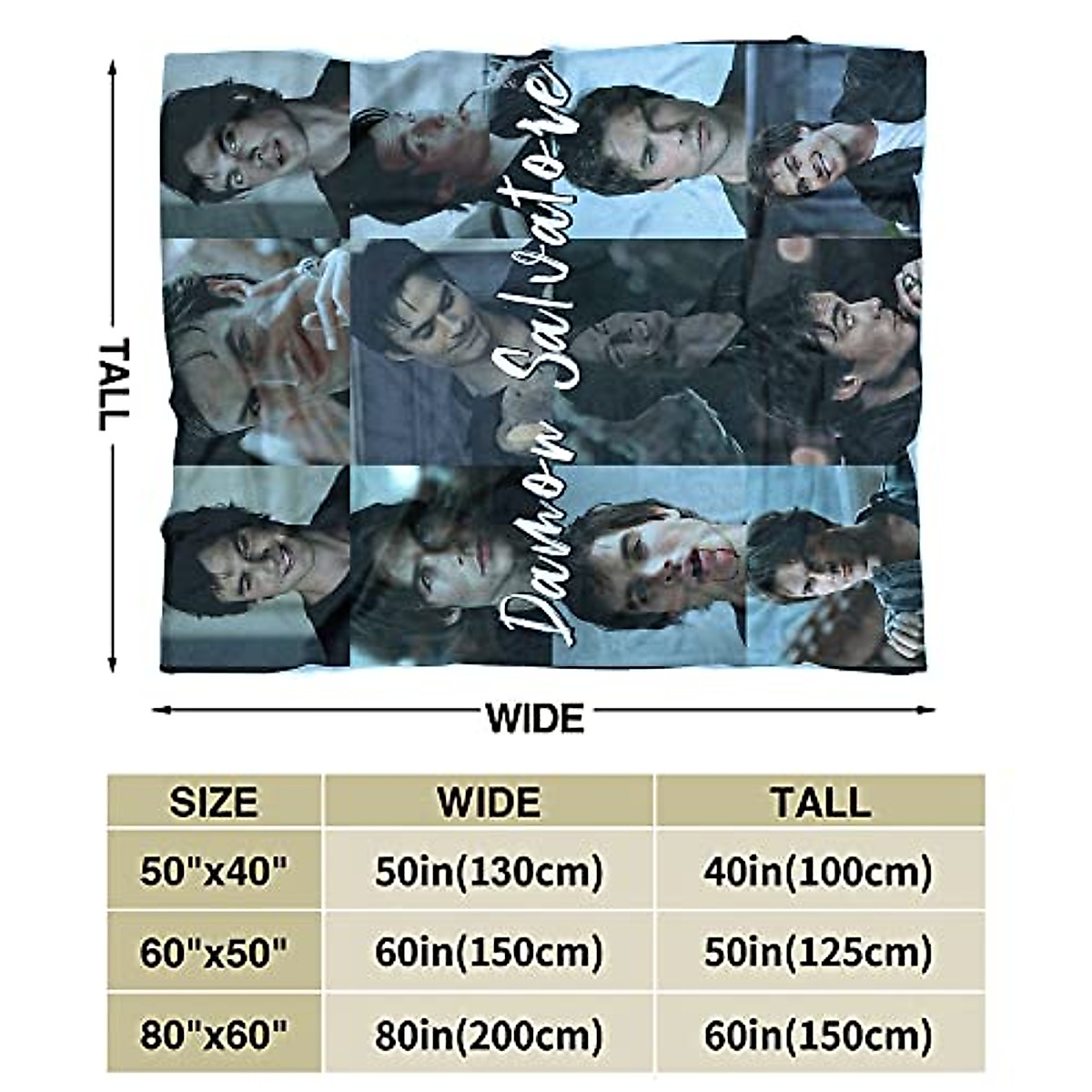 Character Blanket Vampire Throw Blankets Flannel Gifts for Girlfriend Fans Followers Travel Camping Home Office Soft Cozy Plush 130x150 Black 50x60
