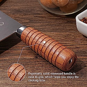 SHI BA ZI ZUO Kitchen Knife Professional Chef Knife Stainless Steel Vegetable Knife Safe Non-stick Finish Blade with Anti-slip Wooden Handle (9 inch)