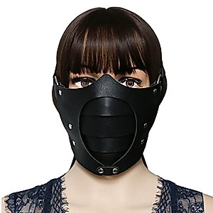 HUI GUO Women Leather Catwoman Masks Adjustable Animal Half Face Mask Cat Rabbit Masquerade Cosplay Halloween Carnival Costume, Black-bzb