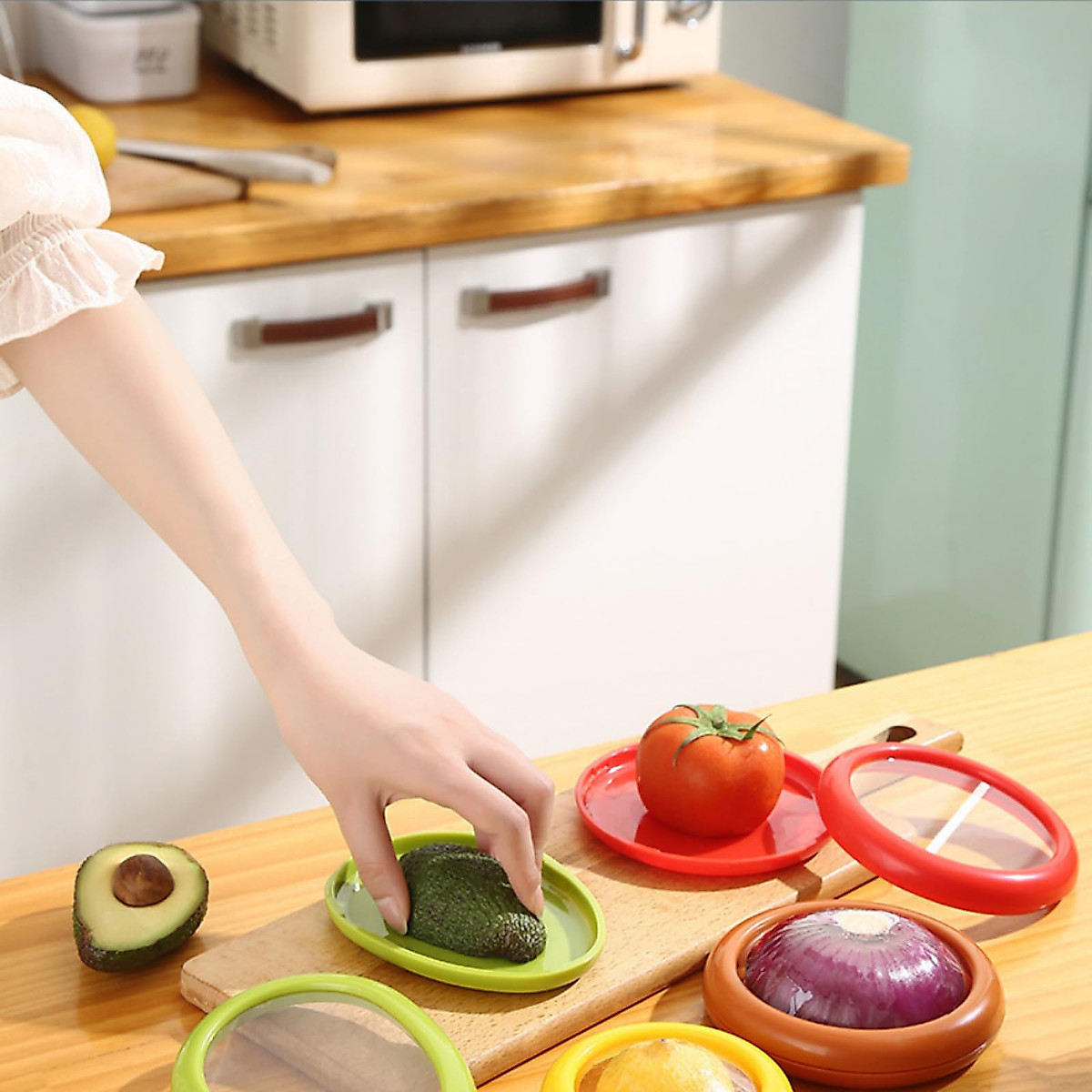 Silicone Fruit And Vegetable Crisper Box, Kitchen Multifunctional Fruit And Vegetable Crisper Container Set, Avocado Saver，onion Saver