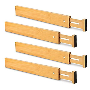 Midoriwood Adjustable Bamboo Drawer Dividers, 16.8-21.8 inches Expandable Kitchen Drawer Organizer for Large Utensils, Drawer Separators Organizationw