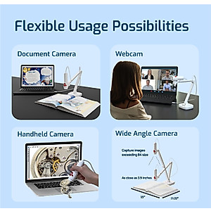 INSWAN INS-3 Detachable USB Document Camera for Teachers, built-in Mic, Light, Dual-Mode Autofocus, Windows, MacOS,Chromebook Compatible for Remote Teaching, Distance Learning, Webcam Web Conferencing