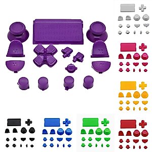 Yamalans 15 Pieces Set Replacement Parts Solid Color Buttons Kit for PS4 Controller Transparent Blue One Size