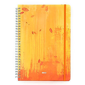 SIIXU Colorful Blank Journal Notebook, Hardcover Unlined Personal Diary to Write in for Women and Girls, Pretty Notepad for Writing, Spiral, 6.8"x9.8", 128 Pages, Autumn