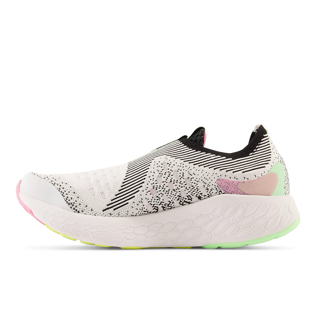 New Balance Women's Fresh Foam X 1080 Unlaced, White/Black/Vibrant Green/Bubblegum, 7.5