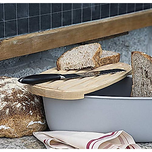 Legnoart Depot Bread Box with Dark Ashwood Cutting Board, Brown