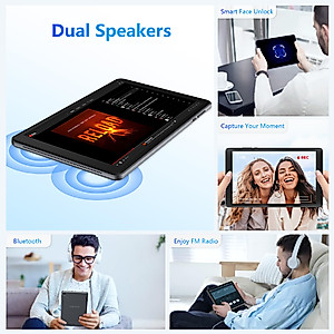 HAOVM 8 Inch Tablet, Android OS, Octa-Core Processor 2.0Ghz, 4GB RAM, 64GB ROM 1TB Expand, 5100mAh Battery, IPS HD Display, Built-in GPS, Dual Camera, 5G WiFi, FM, Parental Control, Gray