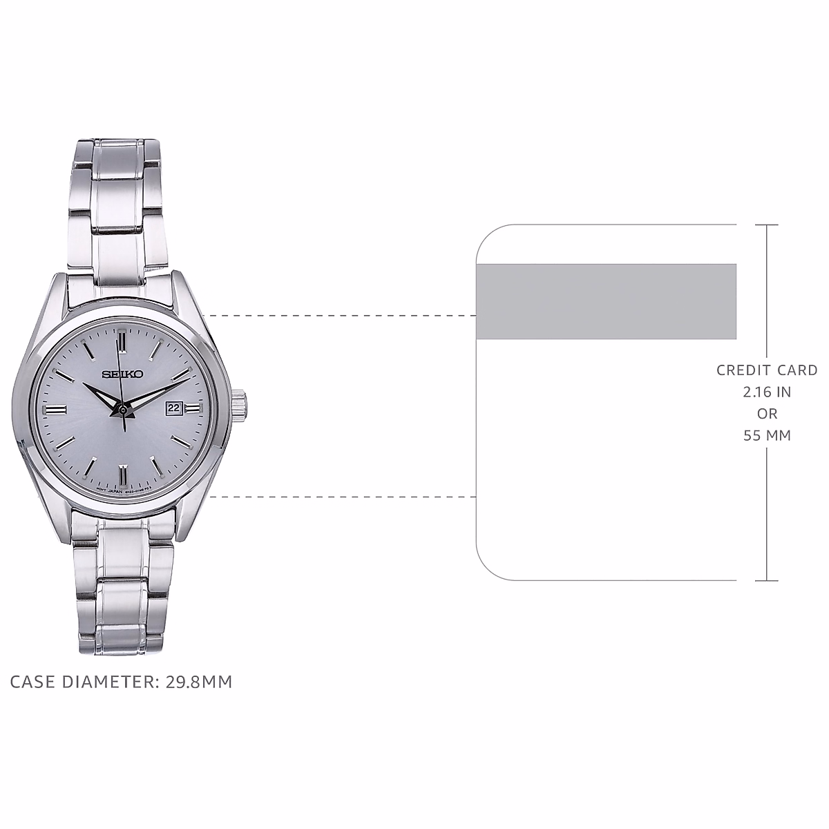 Seiko Women's Essentials Japanese Quartz With Stainless Steel Strap, Silver (Model: SUR633)