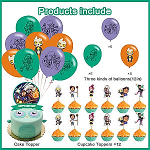 The Owl house Birthday Party Decorations, Owl house Cartoon Theme Party Supplies set with Happy Birthday Banner,Cake Cupcake Toppers,Balloons for Adults Party Favors