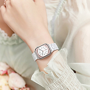 Pleixiu Compatible With Apple Watch Band 38mm 40mm 41mm (42mm-Series 10) Lightweight Resin For iwatch Ultra 2 1 Series 10 Series SE Series 9 8 7 6 5 4 3 2 1 Apple Watch Bands for Women Men (Pure White for Starlight)