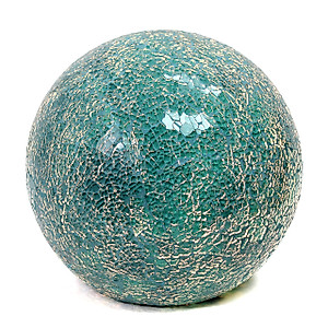 Simple Designs LT3302-TEL 1 Light Mosaic Stone Ball Table Lamp, Teal, 8 x 8 x 7.75