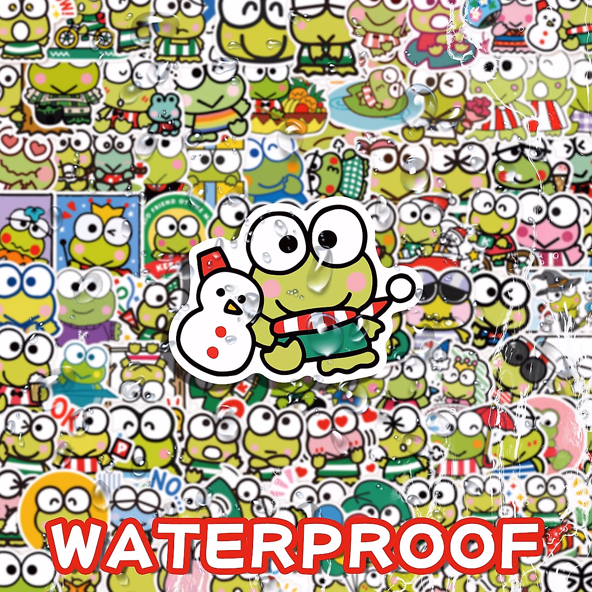 100PCS Kawaii Cartoon Stickers Cute Frog Stickers Vinyl Waterproof Stickers for Laptop Water Bottles Skateboard Guitar Boys Girls Kids Teens Adults Birthday Party Supplies