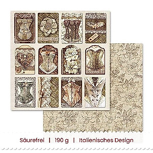 Stamperia SBBL32 Paper Pad 10 Sheets Double Sided Antique Tips, 30.5 x 30.5 (12" x 12"), Multicolored