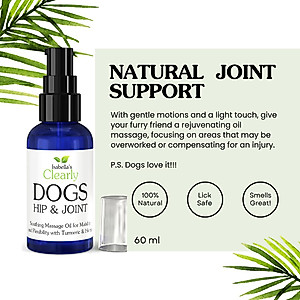 HIP & JOINT Massage Oil for Dogs with Flax Seed and Turmeric Oils | Pet Safe Essential Oils Support Mobility, Flexibility, Ease Tension and Discomfort - Vegan Pet Product Made in USA