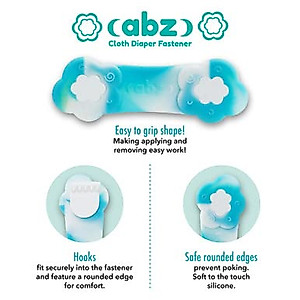 ABZ Pin Free Cloth Diaper Fasteners for Prefolds, Pre-Flats or Flat Diapers - 4 Pack - Arctic