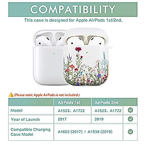 Cutebricase Airpods Case, Yellow Flowers Airpod Case for Women Girls Protective Hard Airpod Case Cover for Apple AirPods 2 & 1 with Keychain Compatible with Wireless Charging (Flowers)