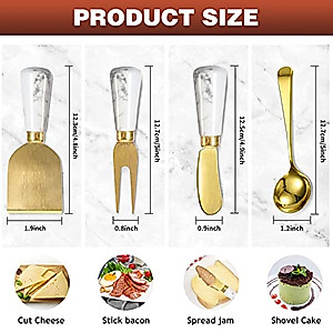 ANGIEHAIE 20 PCs Gold Cheese Spreader Knives Set, Butter Knife Spreaders for Cheese Board Accessories, Mini Cheese Knife Slicer with Serving Tongs Spoons and Fruit Forks Charcuterie Utensils - Gold