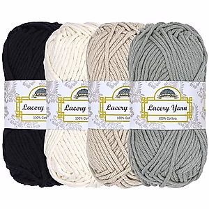 JubileeYarn Lacery Yarn - Chunky Cotton - 100g/Skein - Shades of Grey - 4 Skeins