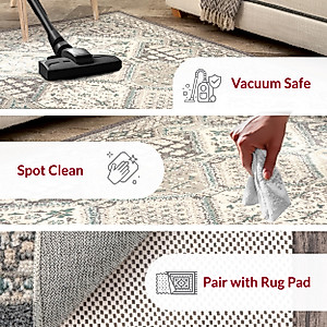 nuLOOM 9x12 Becca Traditional Tiled Area Rug, Charcoal, Faded Transitional Design, Stain Resistant, For Bedroom, Dining Room, Living Room, Hallway, Office, Kitchen, Entryway