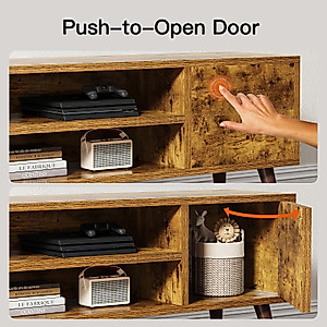 Retro TV Stand with Storage for TVs up to 55 in, Rustic Brown TV Stand for Media, Mid Century Modern TV Stand & Entertainment Center with Shlef，Wood TV Console Table for Living Room Bedroom, APRTS01