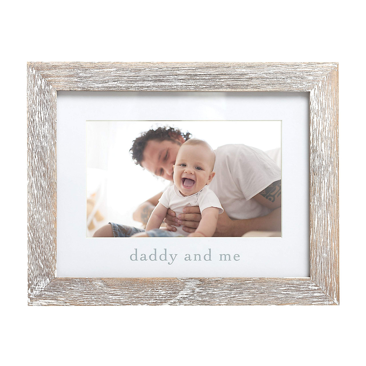 Pearhead Daddy and Me Baby Picture Frame, Gender-Neutral Dad and Baby Picture Frame, Baby Girl or Baby Boy Nursery Décor, 4" x 6" Photo Insert, Wood