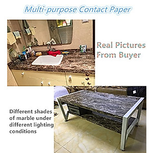 UPREDO Brown Marble Contact Paper Granite Look Marble Effect Countertops Gloss Vinyl Kitchen Bathroom Table Desk Sticker Film 12inch by 79inch (Brown)