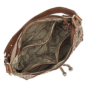 American West Leather - Shoulder Handbag Hobo Purse Holder Bundle (Turquoise - Lady Lace)