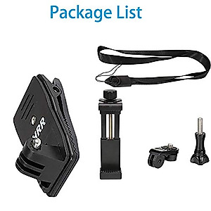 Backpack Clip Mount with Phone Holder Accessories for GoPro Hero 11 10 9 8 7 6 5 Black Akaso Sony Action Camera and iPhone Samsung Smartphones,Outdoor First View Live Video Shooting