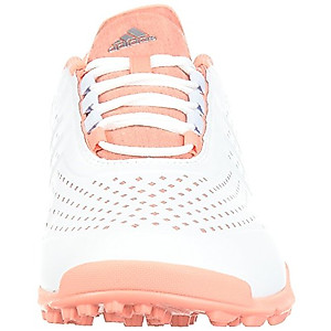 adidas Women's Adipure Sport Golf Shoe, White/Aero Blue/Chalk Coral, 8 Medium US