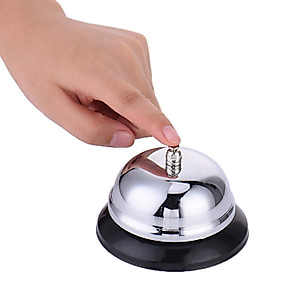 Call Bell 2 Packs 3.35 Inch Diameter with Metal Anti-Rust Construction, Ringing, Durable, Desk Bell Service Bell for Hotels, Schools, Restaurants, Reception Areas, Hospitals, Warehouses(Silver)